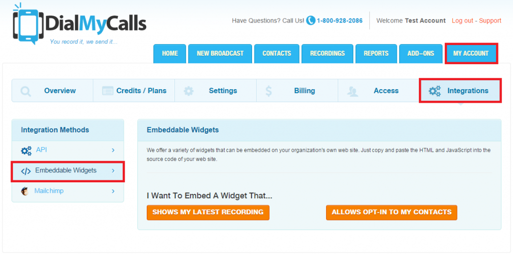 Widget For Playing Last Recording & Opt-Ins - DialMyCalls